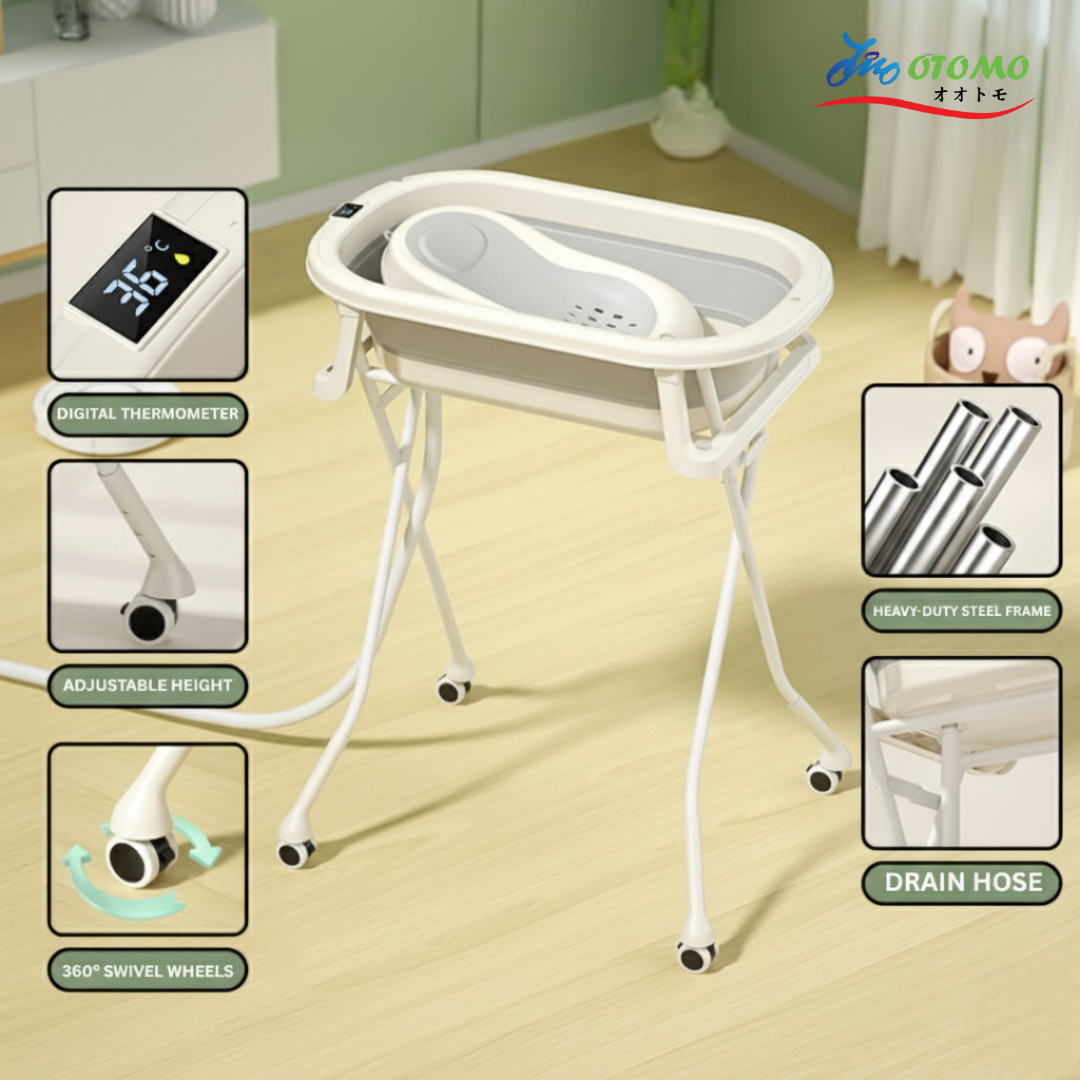Otomo Baby BathTub Stand Baby Bath Tub Foldable Baby Shower Mandian ...