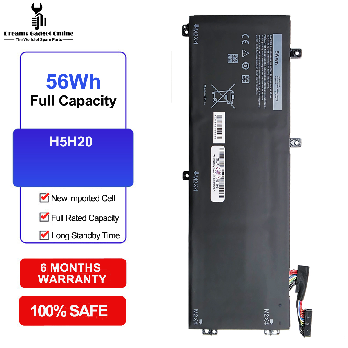 DELL Laptop Battery H5H20 RRCGW 56Wh for DELL XPS 15 9560 9570 7590 ...