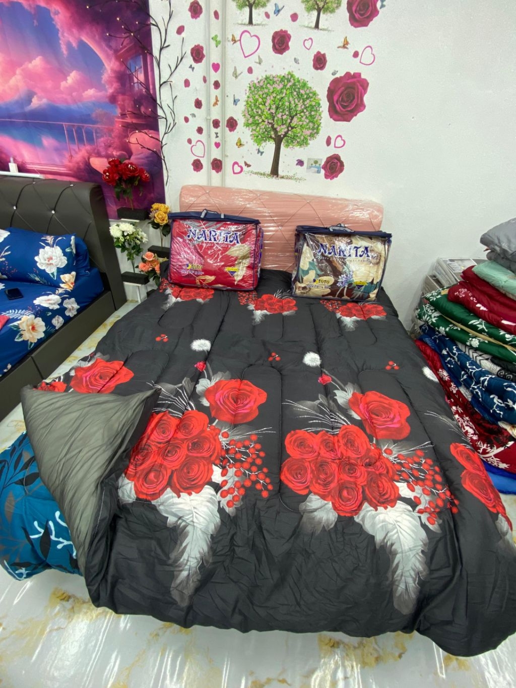 TOTO NARITA KING SIZE 74"X90 ORIGINAL DARI KAIN COTTON SEJUK 100% READY ...