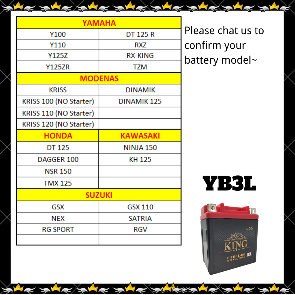 BOSSKU KING BATERI YTZ5S YB3L YB5L YT6B YTZ7S YTX7A YTX9 YTX7L YTZ8 ...