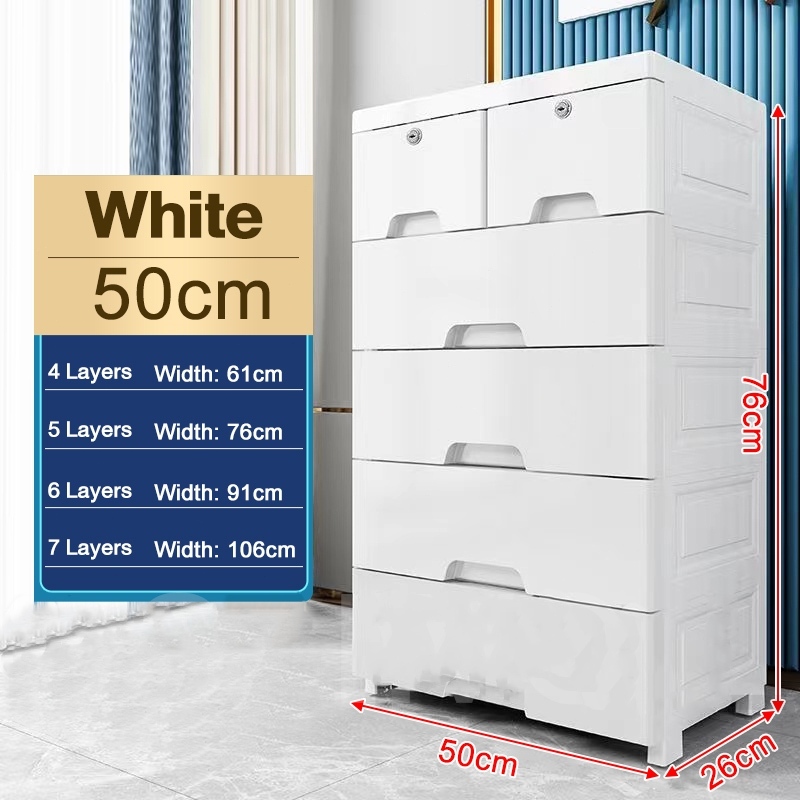 Kabinet Simpanan Plastik 7 Lapisan dengan Kunci | IKEA Style Drawer ...
