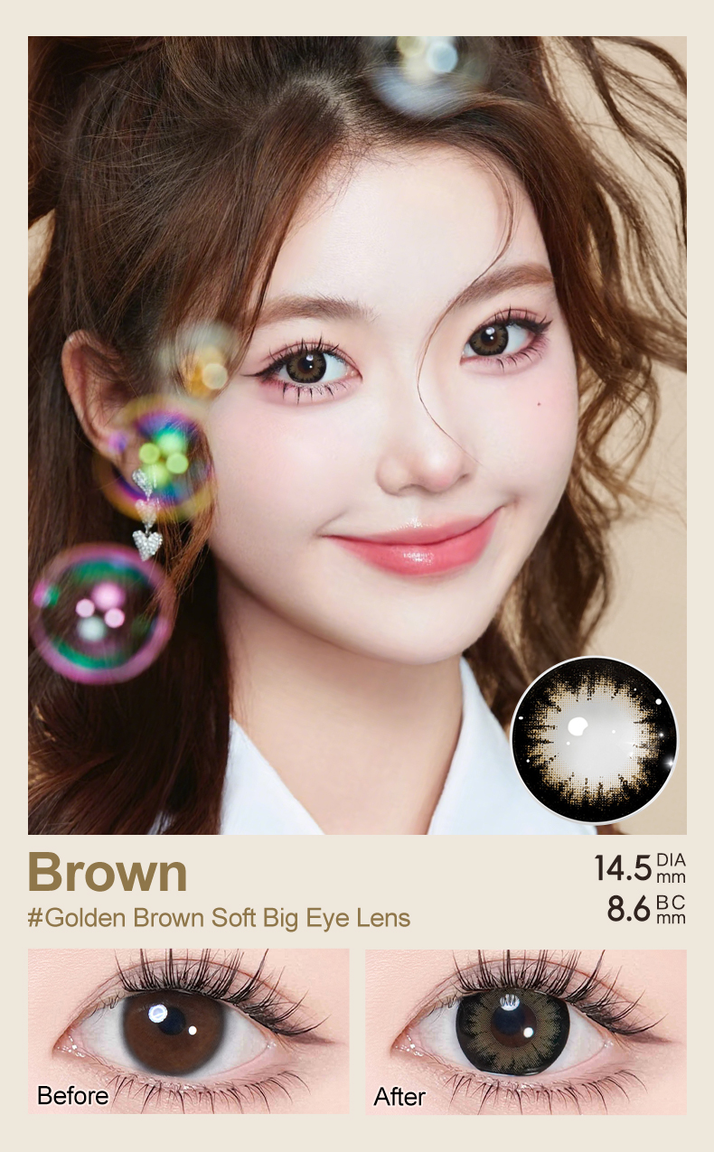 【0.00~-6.00】Magister Contact Lens Power 14.5mm Diamond Candy Brown gray ...