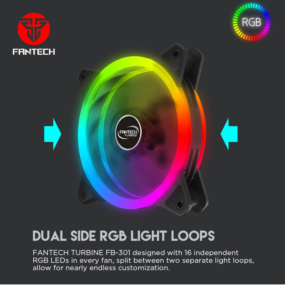 Fantech FB-301 TURBINE Addressable RGB PC Fan 3-in-1 Set Silent Cooling ...