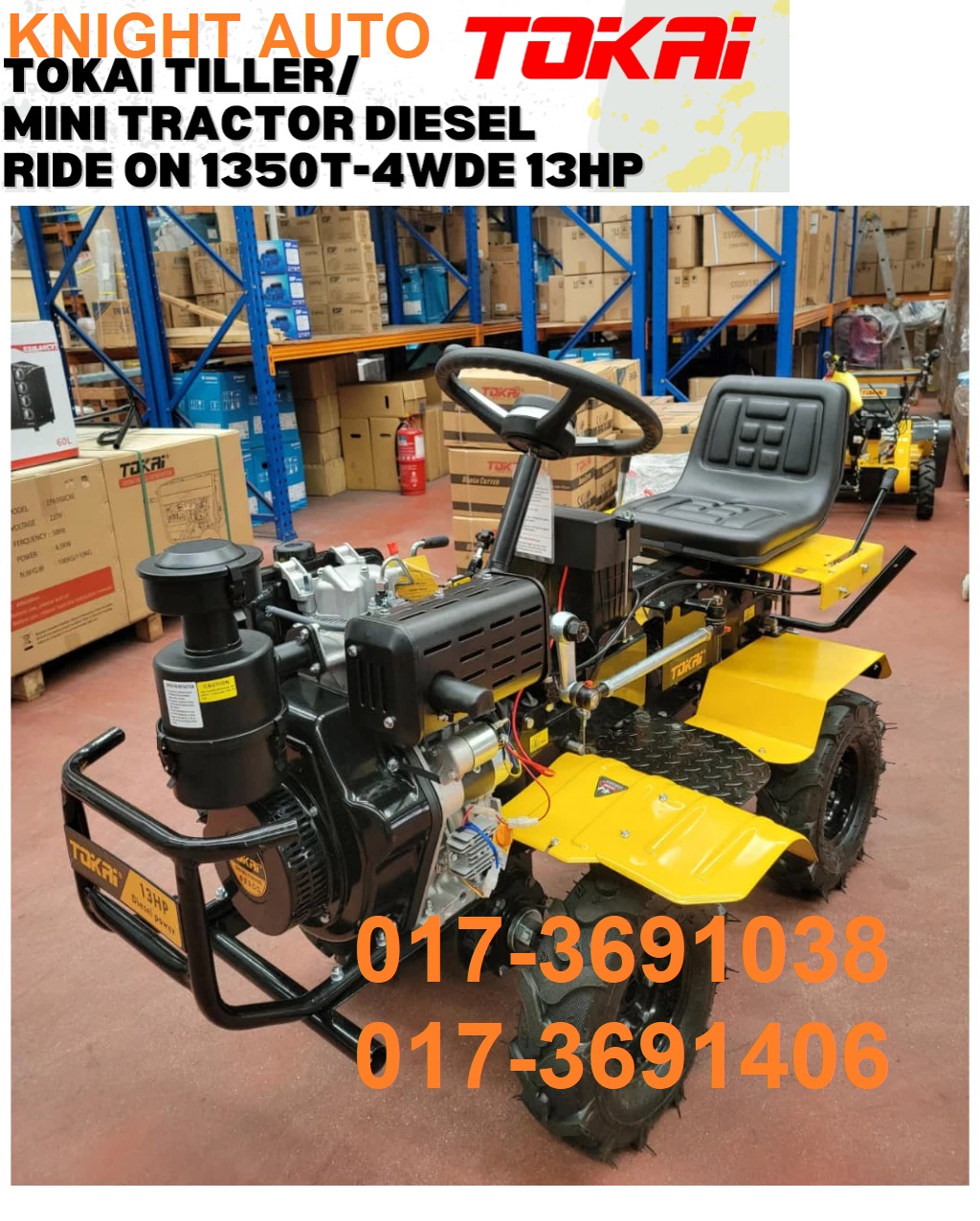 Tokai 1350T-4WDE Japan Brand Mini Tiller Tractor Diesel Four-Wheel ...