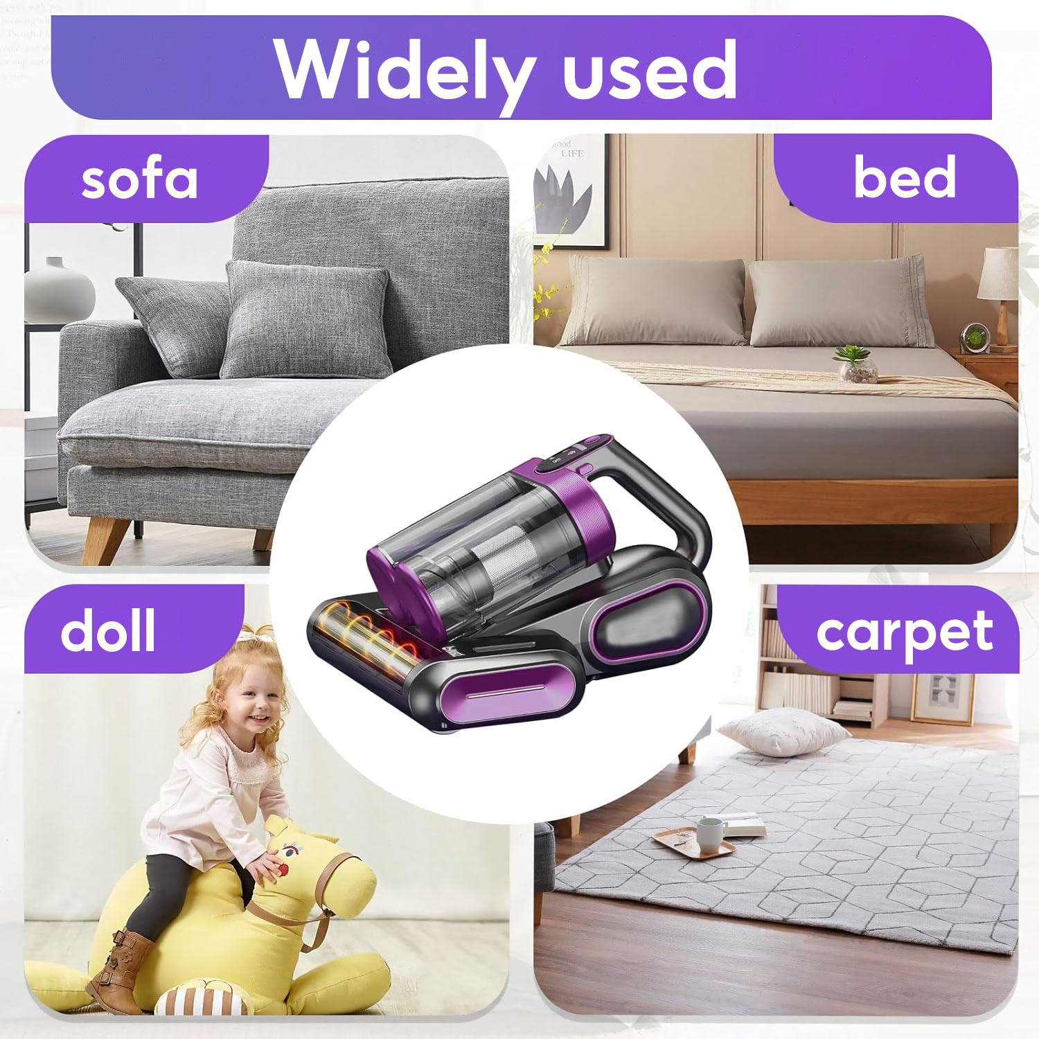 Household wireless dust mite remover cat hair bed vacuum cleaner mite ...