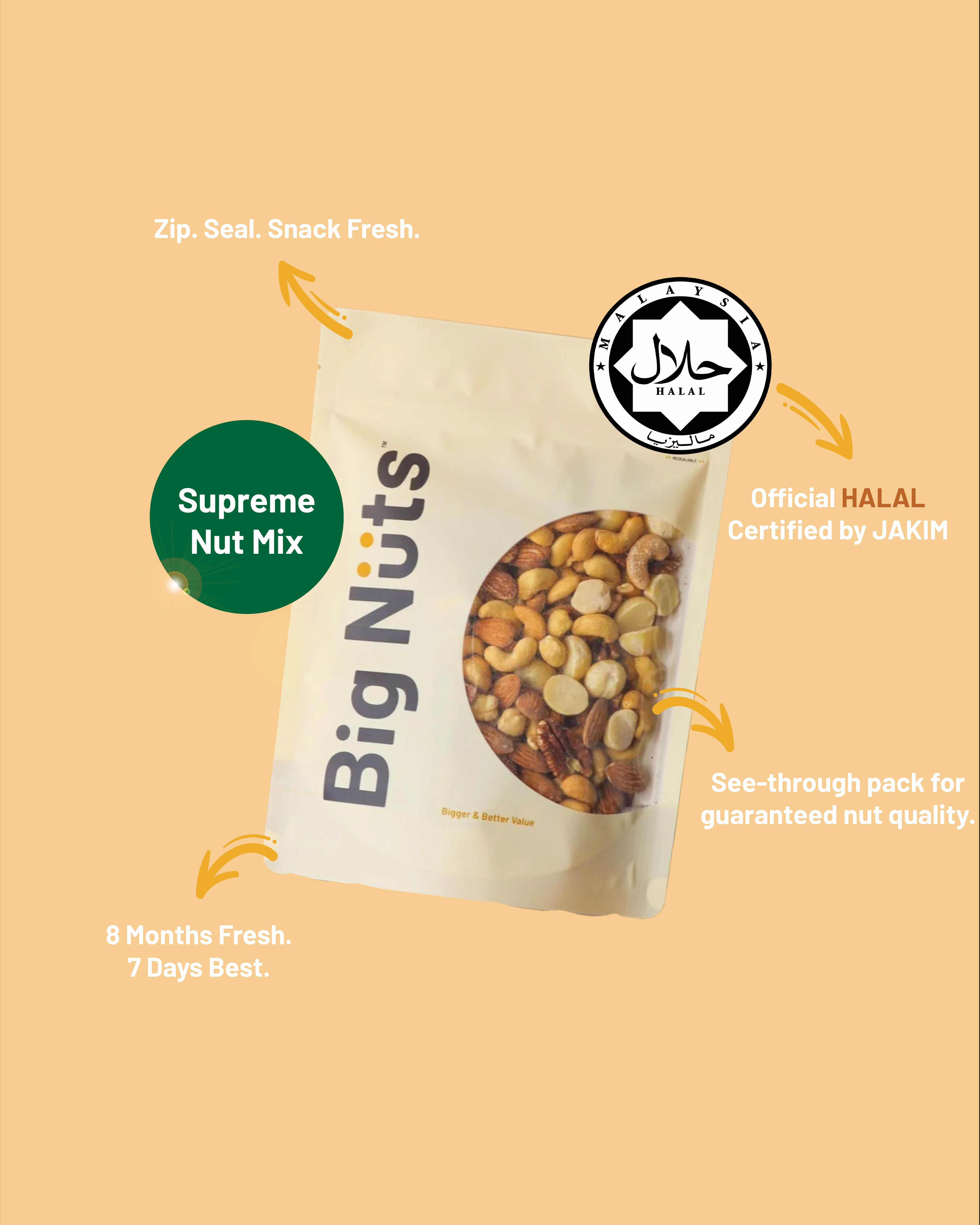 Big Nuts Lightly Roasted Supreme Nut Mix (Organic Sea Salt) / Kacang ...