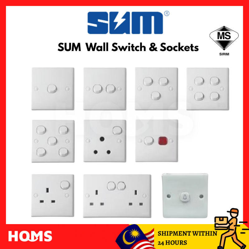 SUM [SIRIM APPROVED] PC Series Wall Switch & Sockets 13A 1/2/3/4 Gang ...