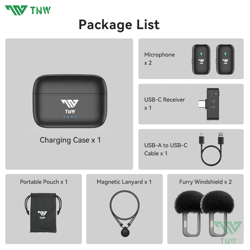 TNW X21 Wireless Lavalier Microphone Mini Mic Fingertip Size Noise ...