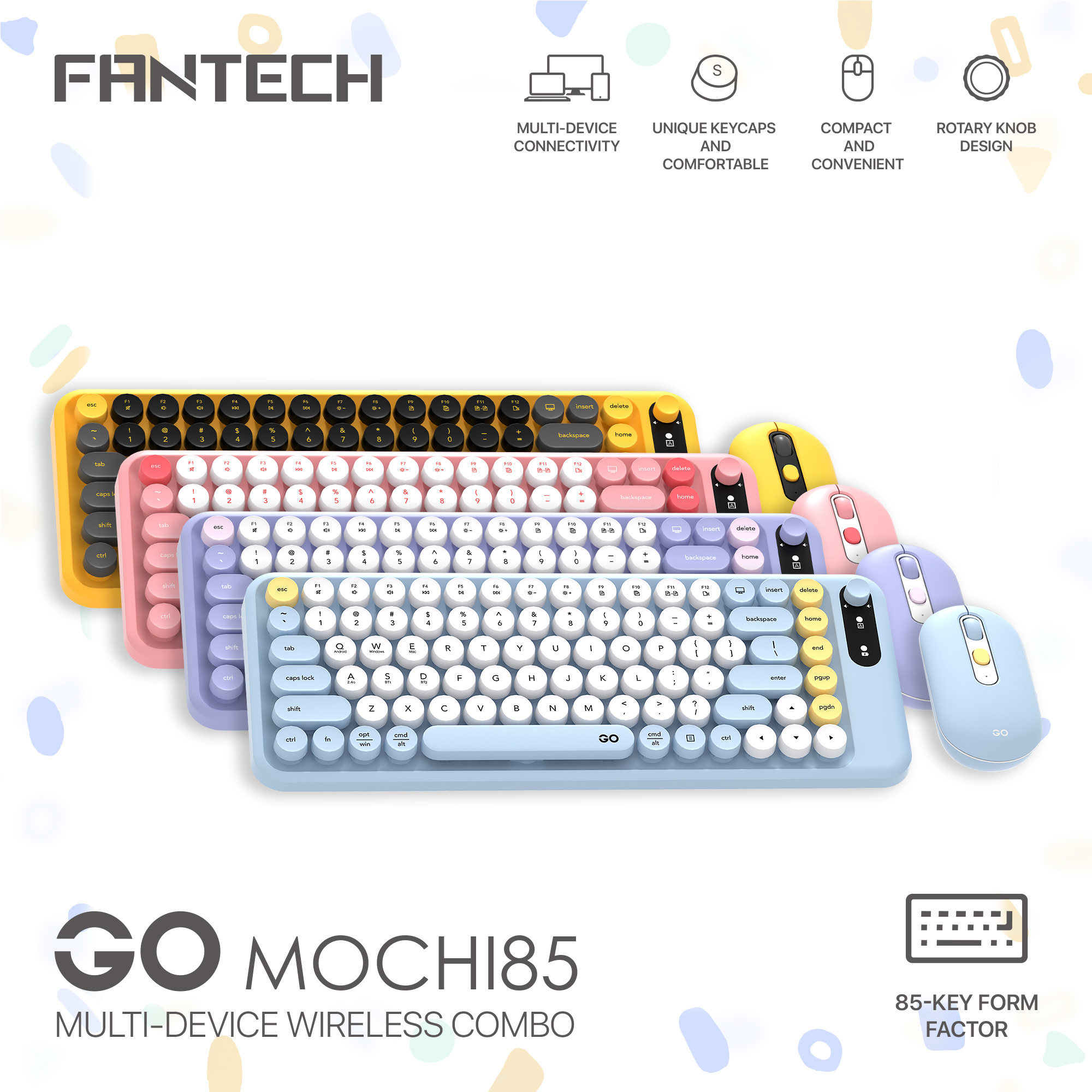 Fantech GO Mochi85 WK898 Multi-Device Wireless Combo | Rotary Knob ...