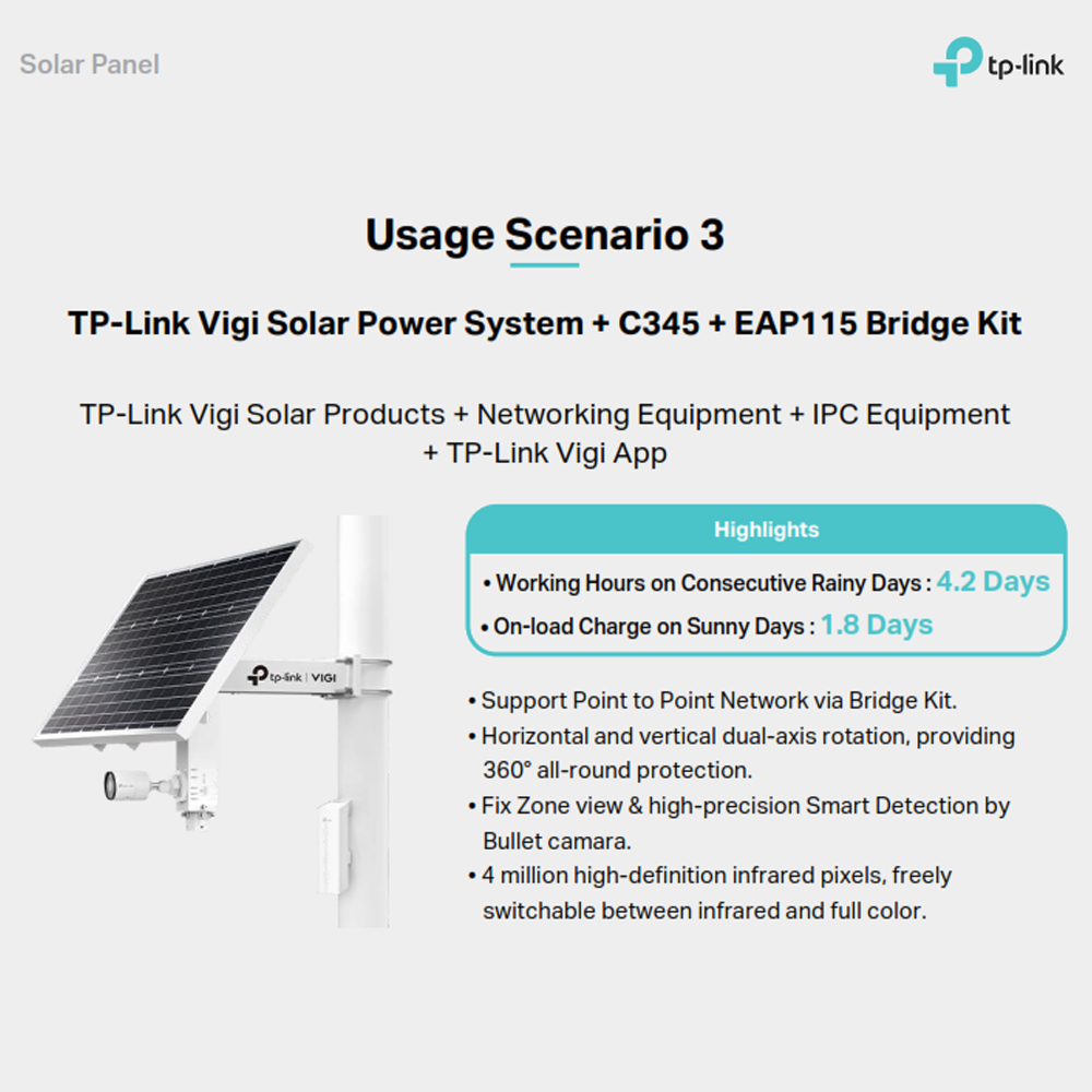 TP-Link VIGI SP9030 Sistem Kuasa Solar Pintar 90W 30Ah – IP66, Kawalan ...