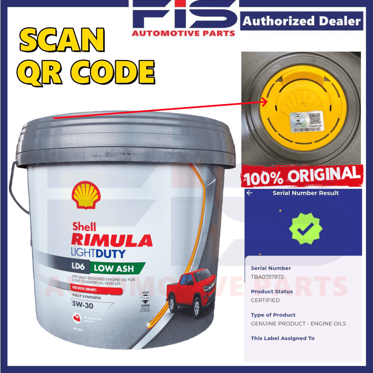 FIS Original Shell Engine Oil 5W30 Rimula LD6 Low ASH Diesel Engine ...