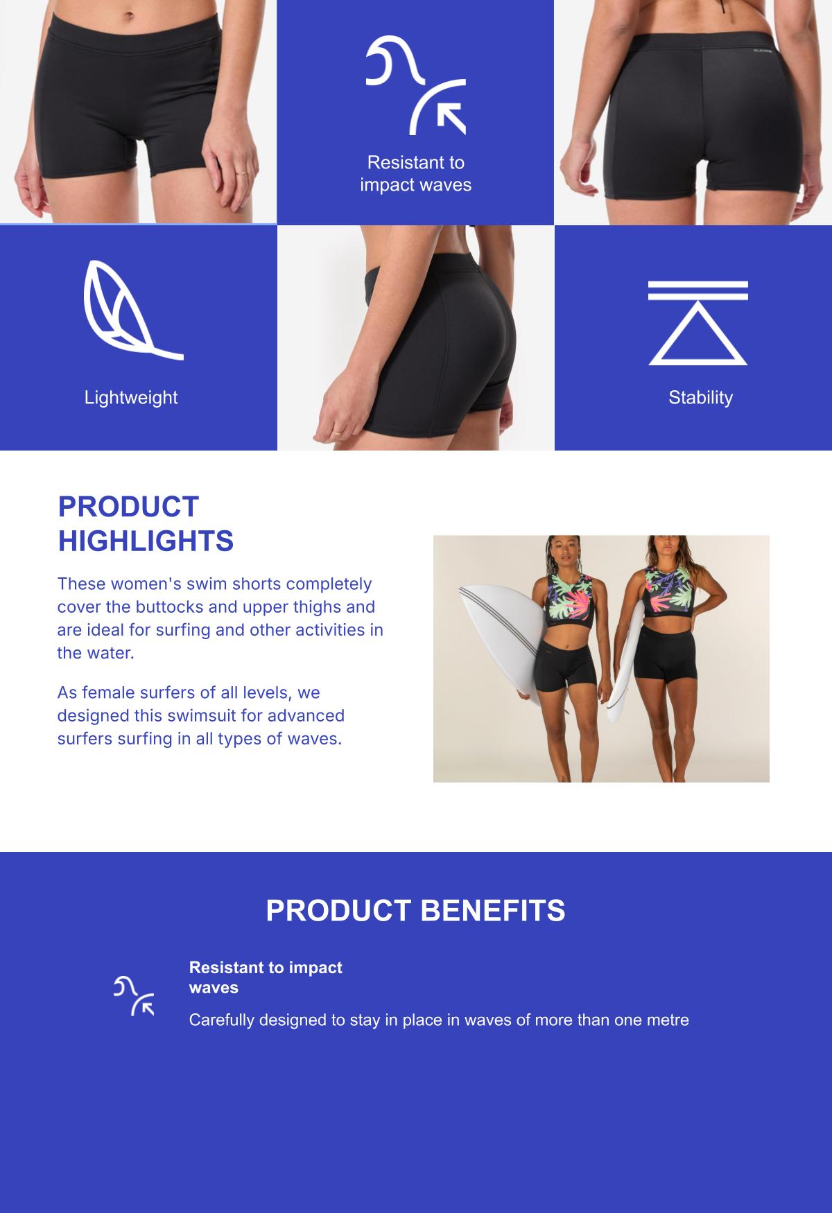 Decathlon Surf Bodyboard Women Reva Surf Shorts Olaian | Shopee Malaysia