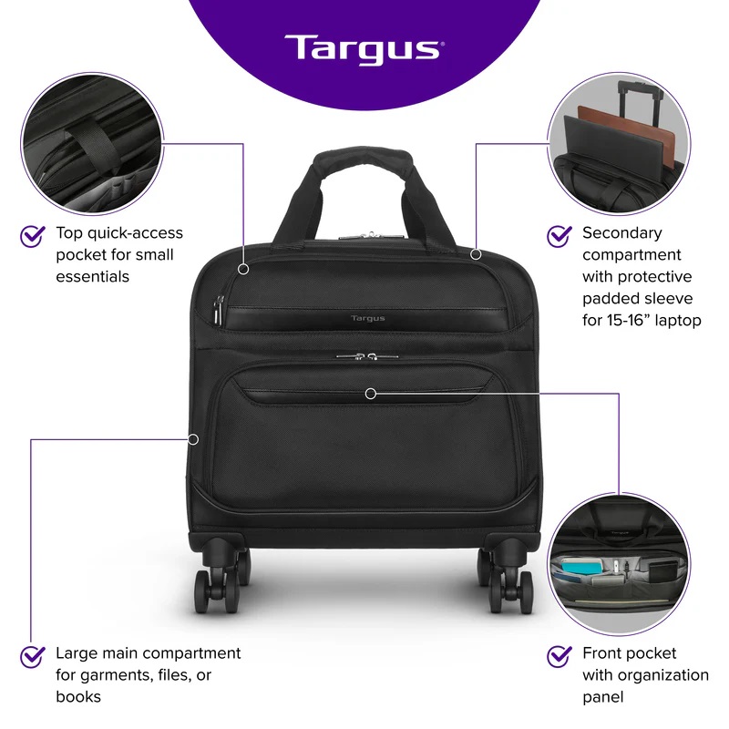 TBR044LP - TARGUS TRANSIT 4-WHEEL ROLLING 16" LAPTOP CASE (BLACK ...