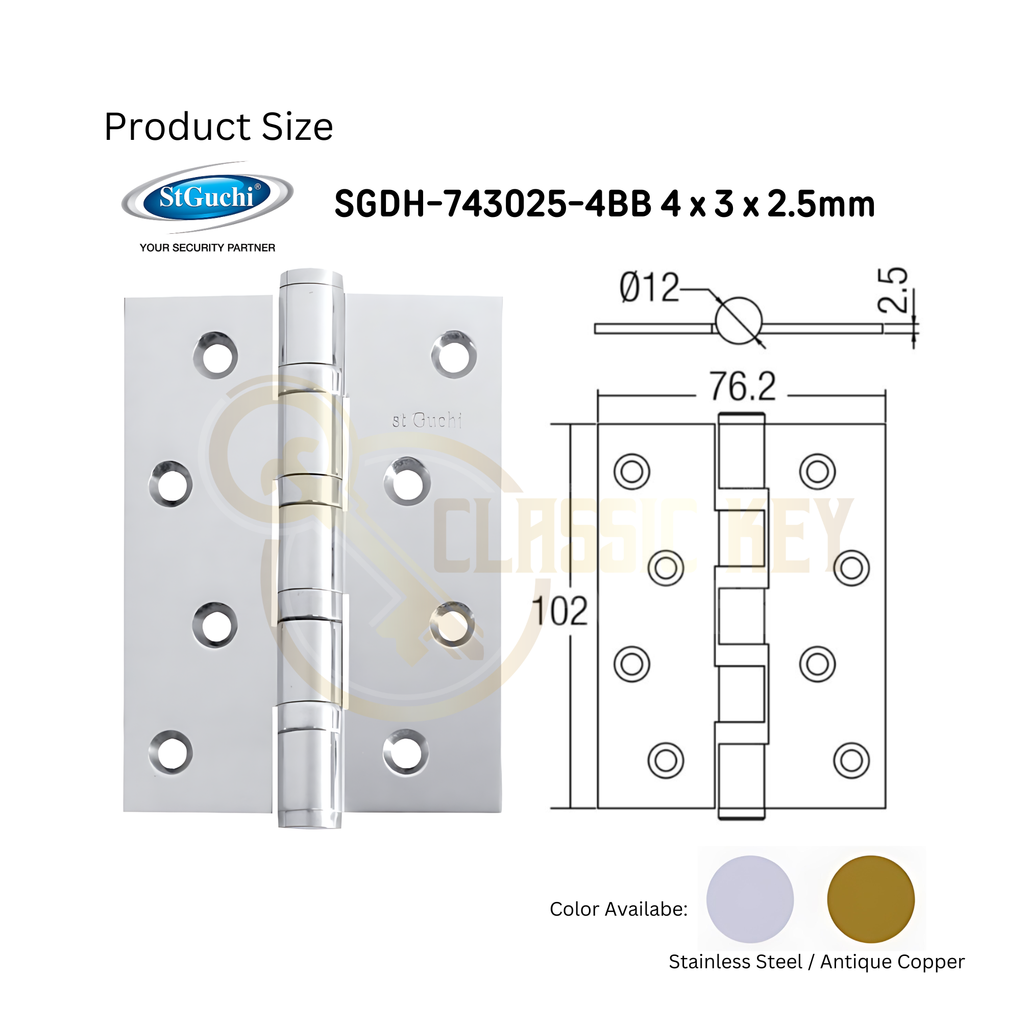 St Guchi door hinge engsel pintu SGDH-743025-4BB Stainless Steel Heavy ...