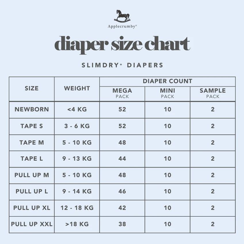 Applecrumby 100% Chlorine Free Slim Dry Tape Diapes / Pull Up Diapers ...