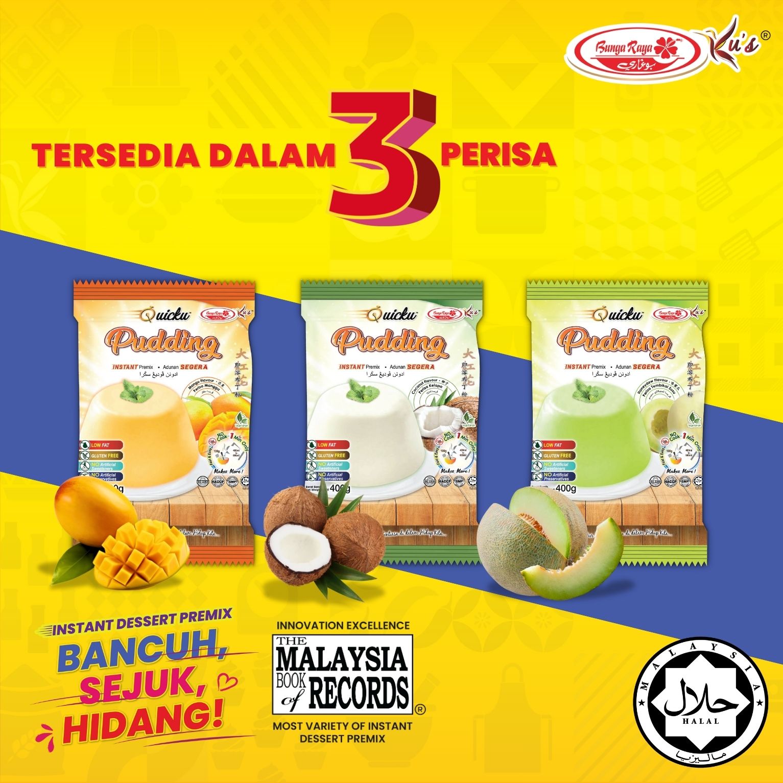 BUNGA RAYA KUS [Quicku] Serbuk Puding Segera 400g || BUNGA RAYA KUS ...