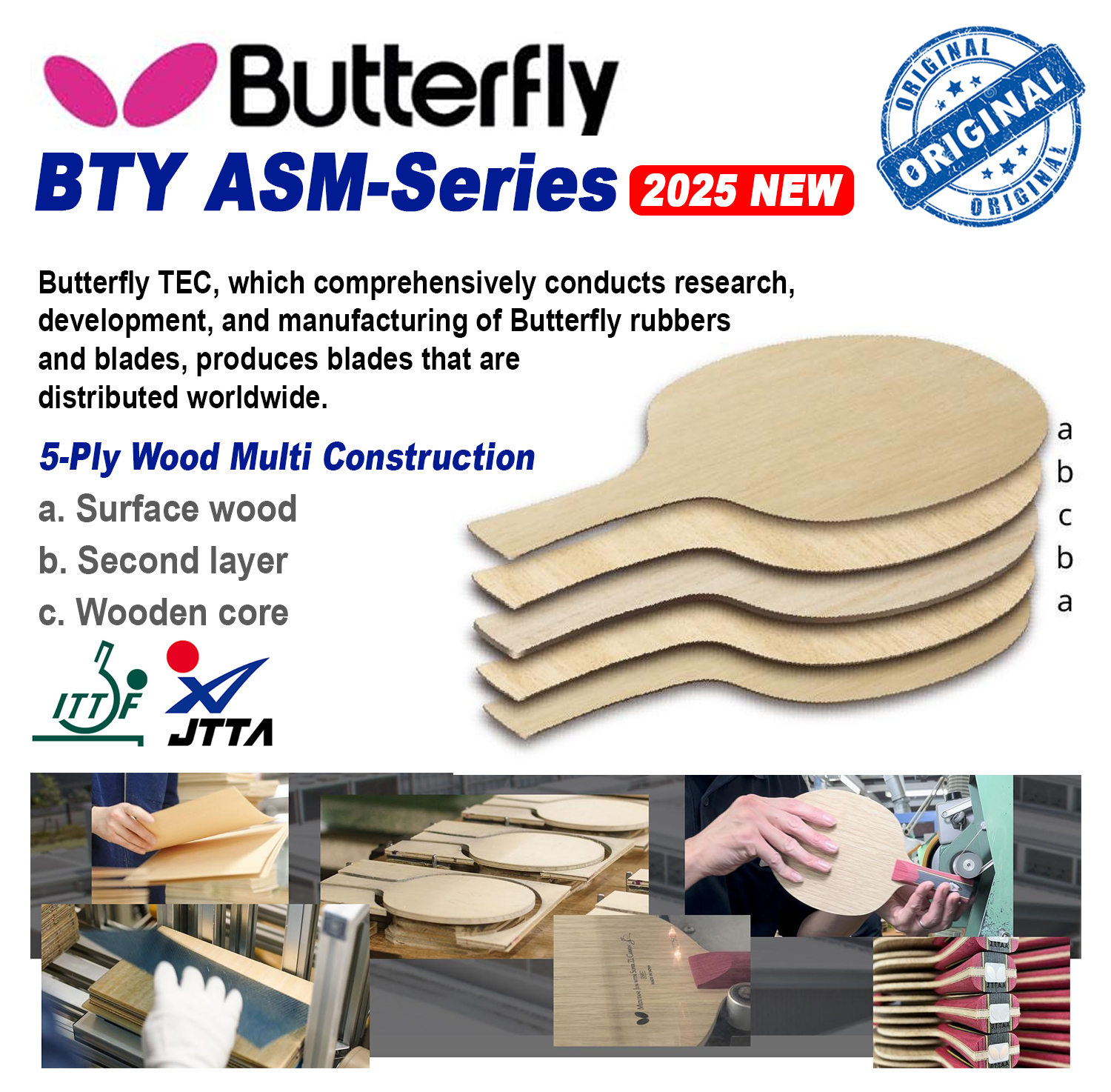 [100% Original] BUTTERFLY ASM Table Tennis Bat with Addoy Rubber S1 S2 ...