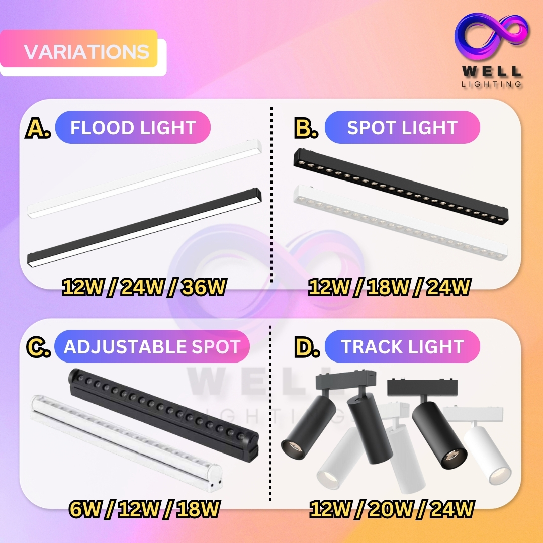 【Ultra-Thin】48V Magnetic Track Light Lampu Track Linear LED Spotlight ...