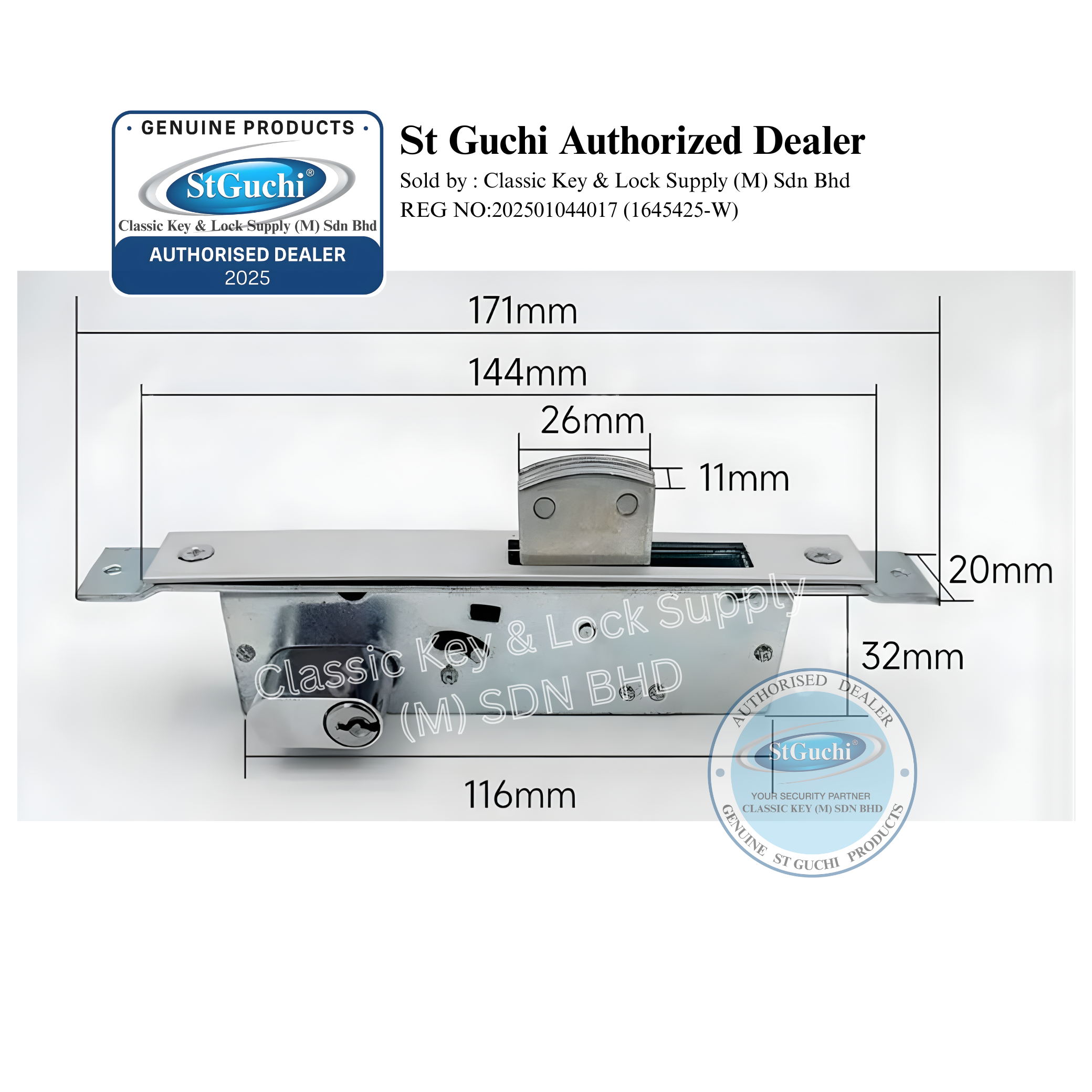 St Guchi dead lock ST-41054 with profile lock cylinders for Swing Door ...
