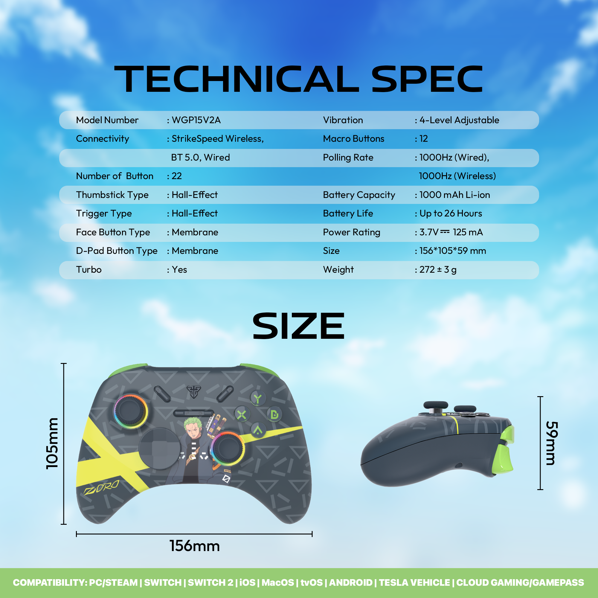 Fantech x One Piece Zoro EOS Pro II WGP15v2A Gaming Controller | Anti ...