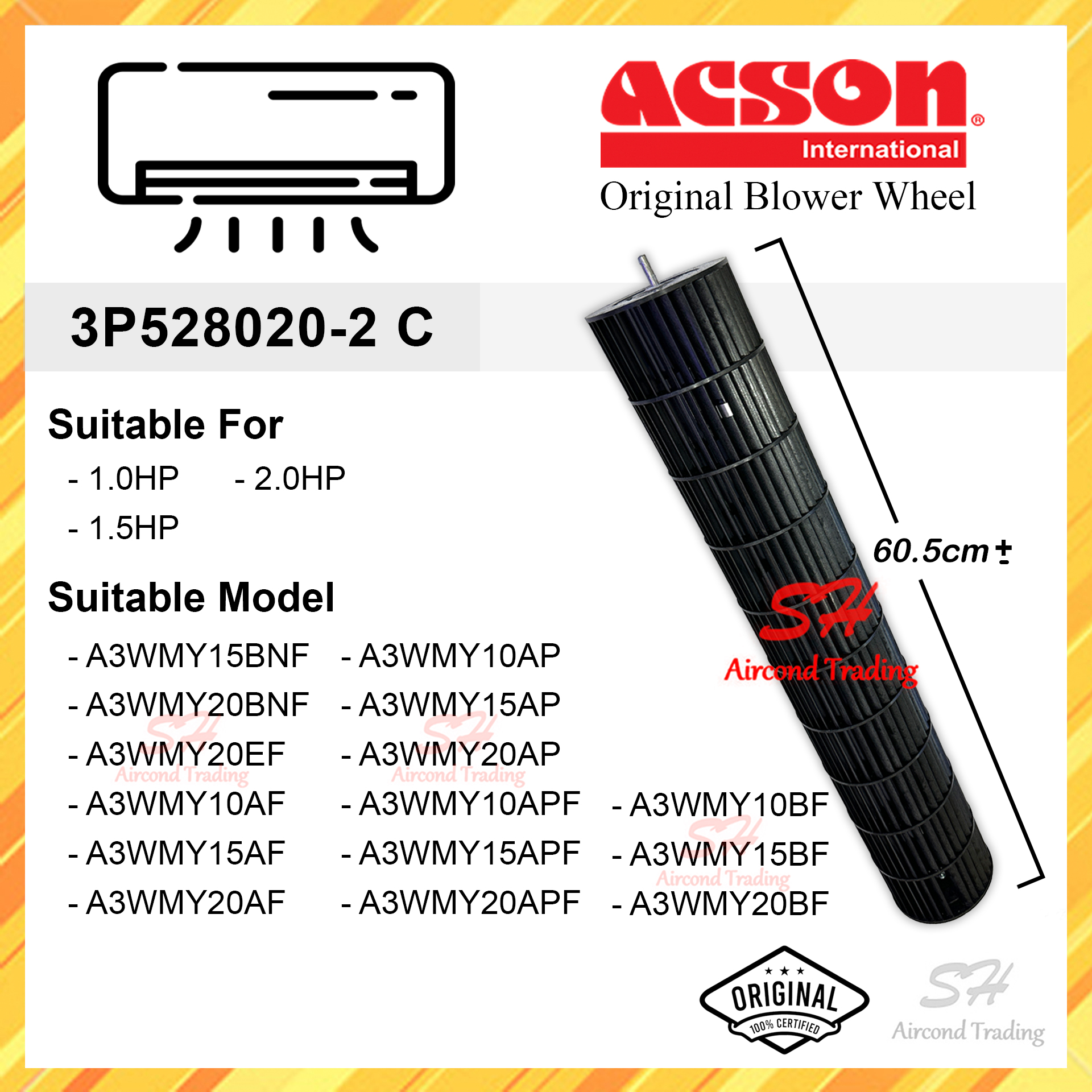 [Original] Acson Aircond Fan Blower / Blower Wheel Cross Fan / Cross ...