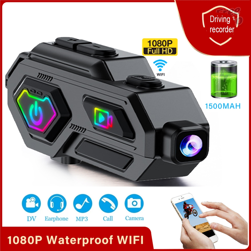 Helmet Bluetooth Intercom 600M + 1080P WiFi Camera Motosikal 360° Putar ...