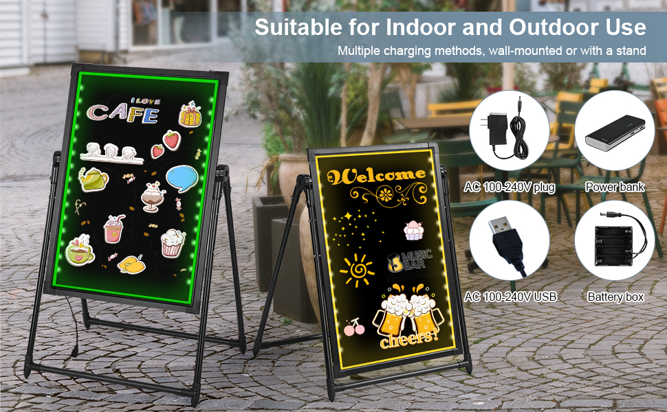 LED Message Board Flashing Neon Effect Erasable Illuminated Signage ...