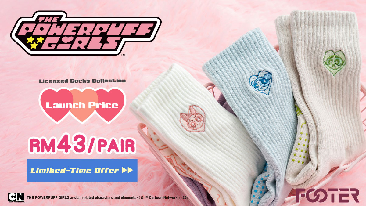 FOOTER Powerpuff Girls Cool Together Anti-bacterial Socks-PPG08M/L ...