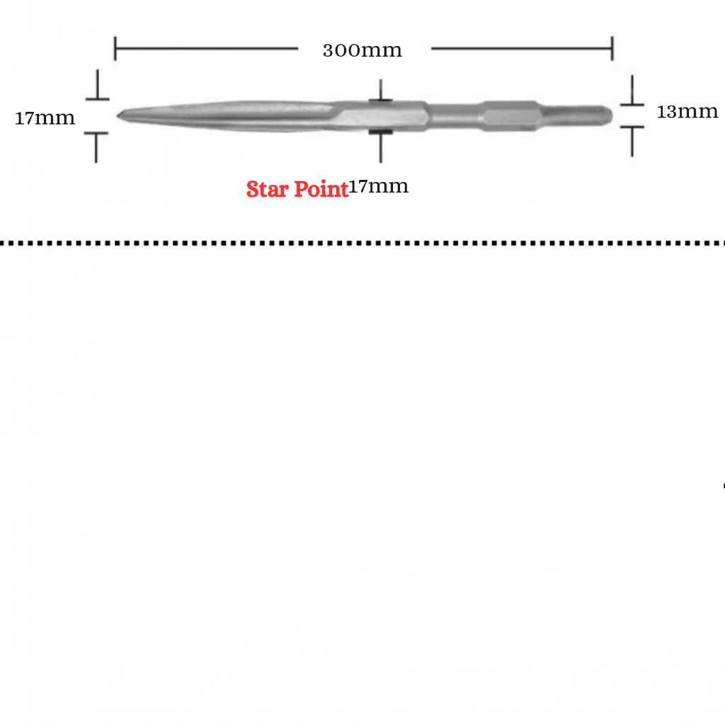 Pahat Mata Bintang 17mm HEX Set Pahat Shank Pahat Mata Rata Star Point ...