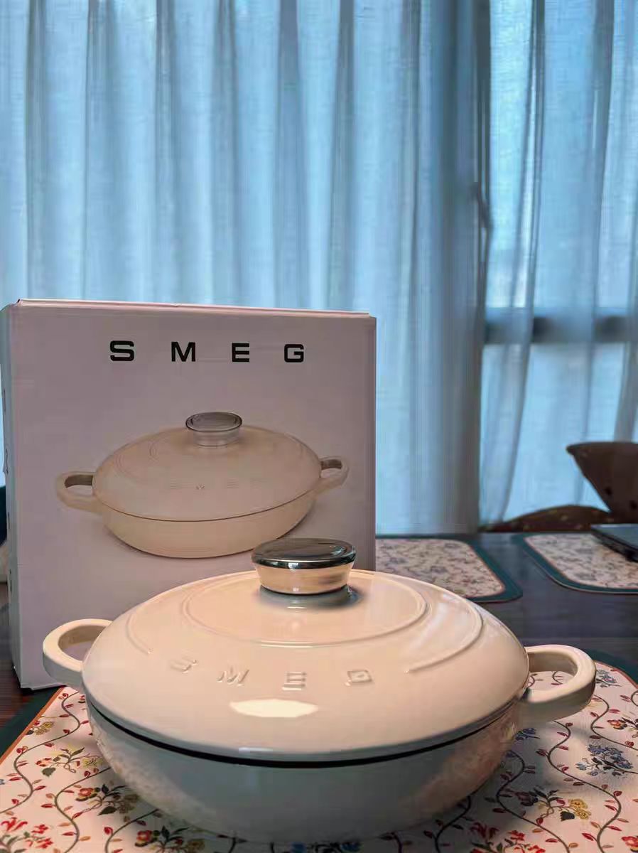 🚀Same Day🚀SMEG Enamel Pot 26cm Seafood pot Double Ear Stewed Pot Non ...