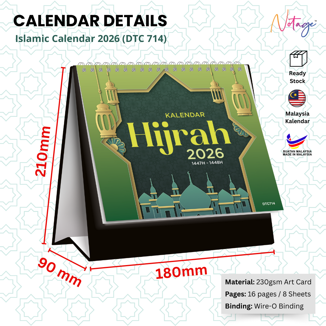 Year 2026 Kalendar Hijrah Table Calendar Desktop Flip Calendar Islamic ...