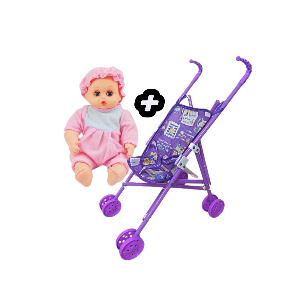 !!🔥𝐑𝐄𝐀𝐃𝐘 𝐒𝐓𝐎𝐂𝐊🔥 !! Trolley Toy with 9-inch Dolls Buggy Stroller Pram ...