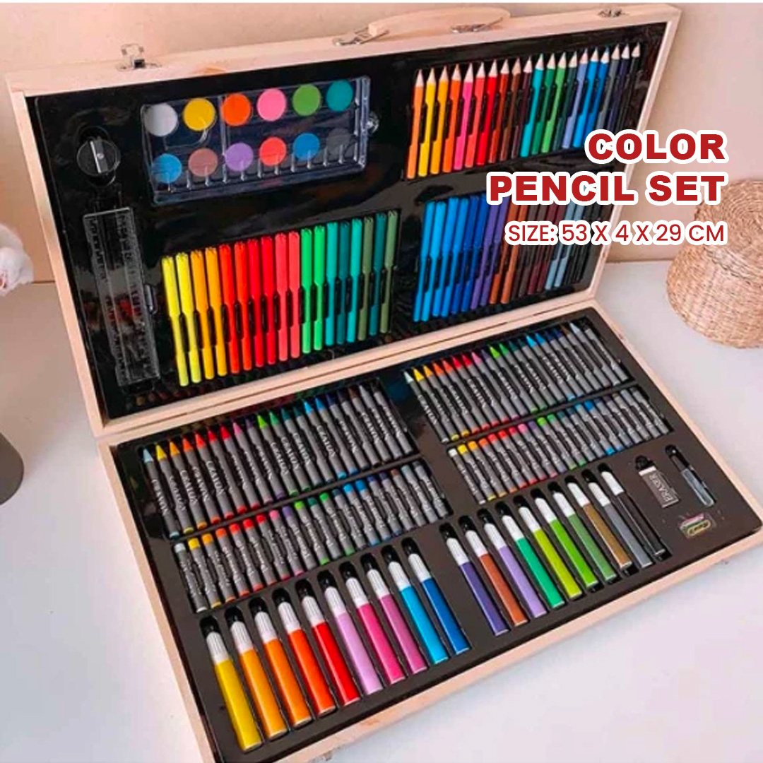 (180 Pieces) MILANDO Wooden Color Pencil Set Stationery Painting Crayon ...