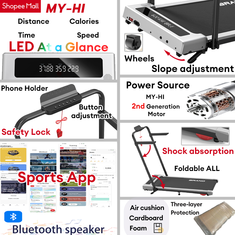 MY-HI T4 Foldable Walking Pad Electric Treadmill with APP Bluetooth ...