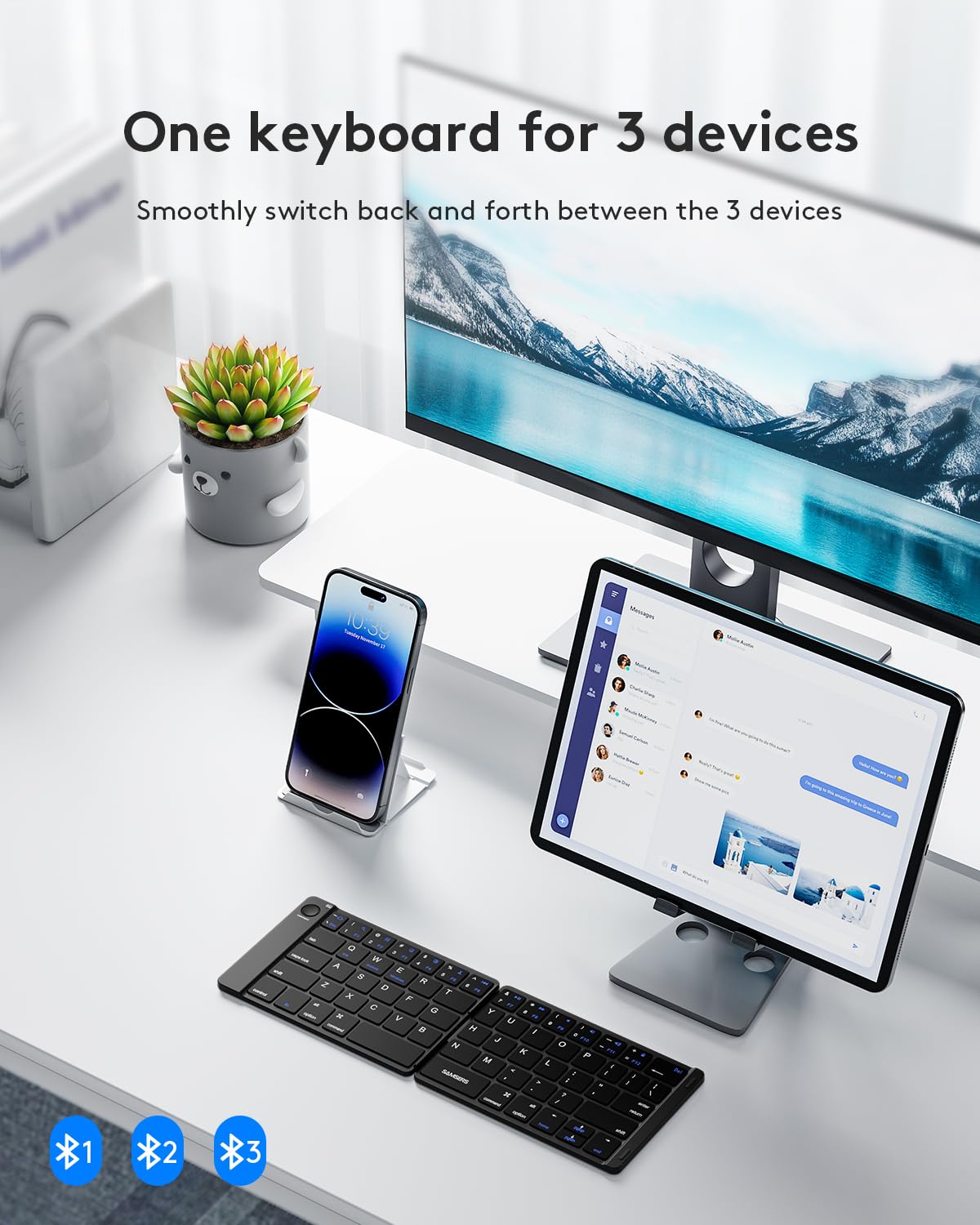 Foldable Bluetooth Keyboard Portable Wireless Folding Keyboards for ...