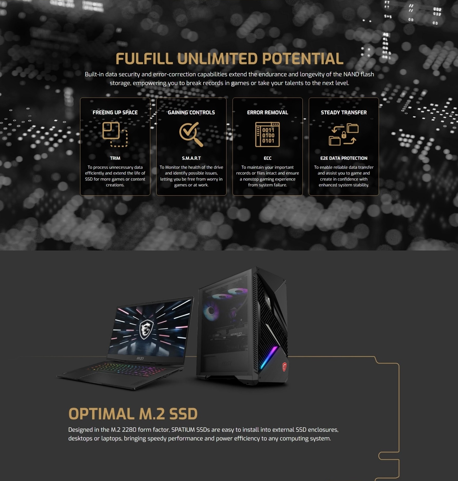 MSI 500GB / 1TB SPATIUM M450 NVME M.2 SSD PCIE 4.0 PC LAPTOP NOTEBOOK ...