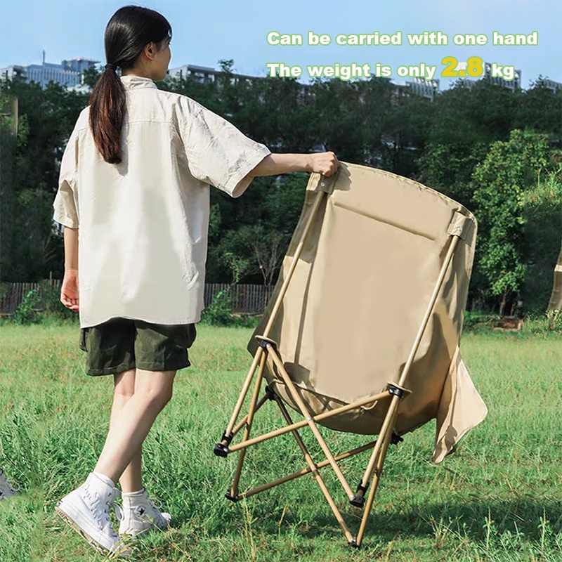 WTHB Camping Chair Foldable High Moon Chair Outdoor Adjustable Portable ...
