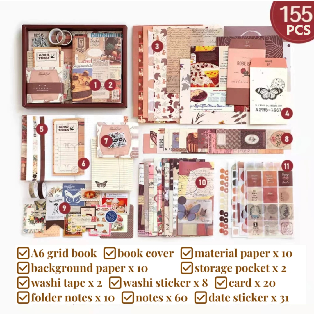 Retro Literary Series Vintage Journal Starter Kit Set 155 items ...