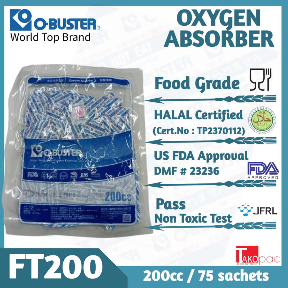 Halal Certified FT200 O-BUSTER Oxygen Absorber 200cc, Oksigen Absorber ...