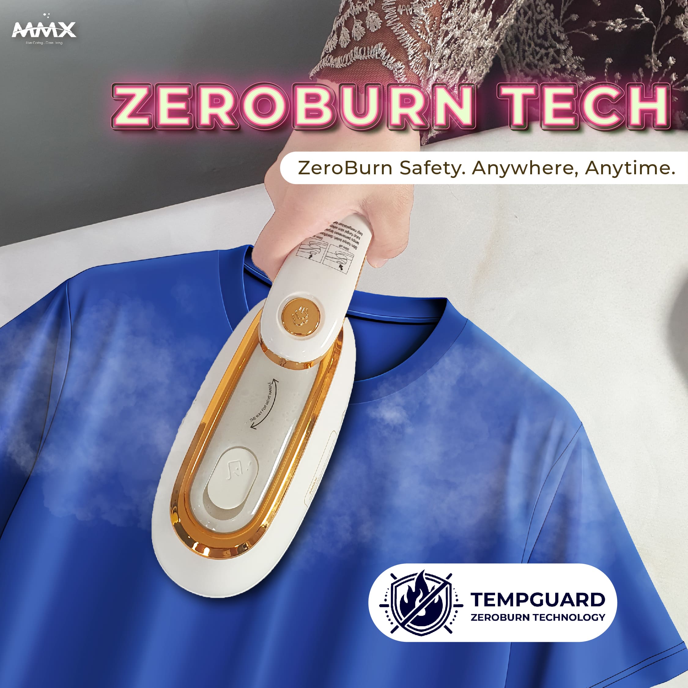 [Anti Bakar] MMX On-the-Go Travel Iron Steam: Kuasa 1300W, Stim Pintar ...