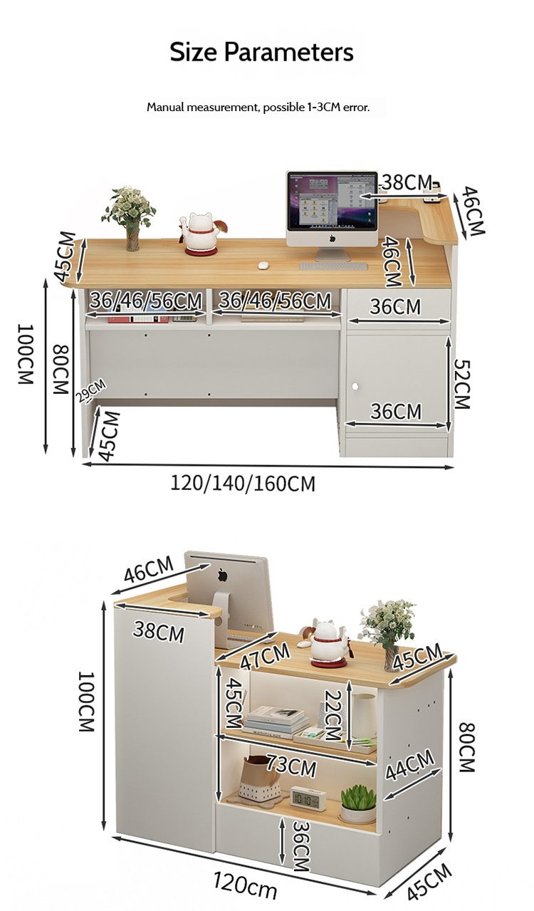Modern Combined Reception & Cashier Desk With Wooden Top Multi-Layer ...