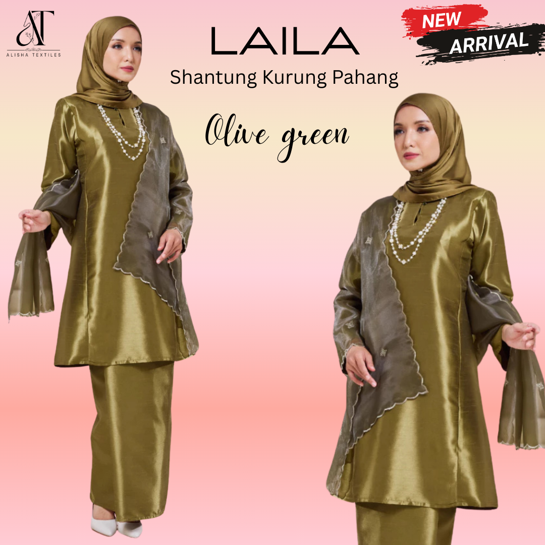 NEW RAYA 2026 LAILA BAJU KURUNG PAHANG BERPESAK SHANTUNG SILK PLAIN ...