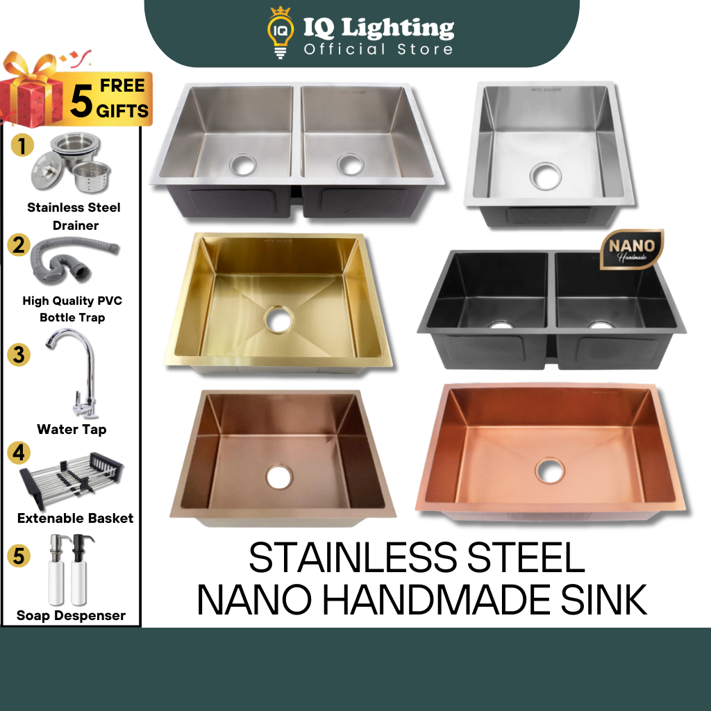 NANO Sink 304 Stainless Steel Kitchen Double Single Bowl Basin Sink ...