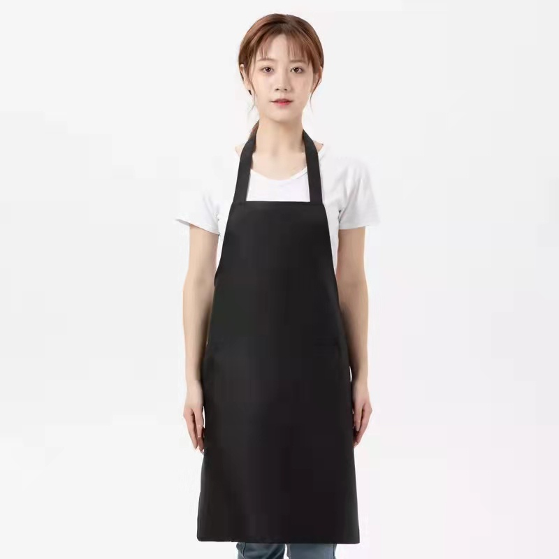 【Spot shipping】Apron kitchen black apron apron waterproof with pockets ...