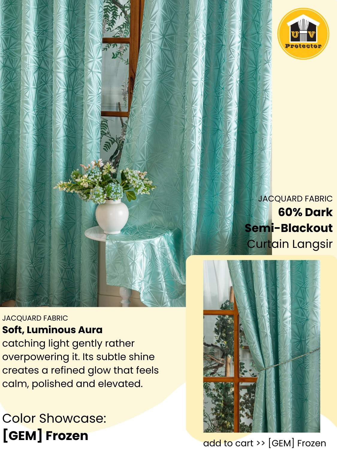 RAYA 2026 NEW Jacquard Langsir Door Window Curtain 60% Dark Semi ...