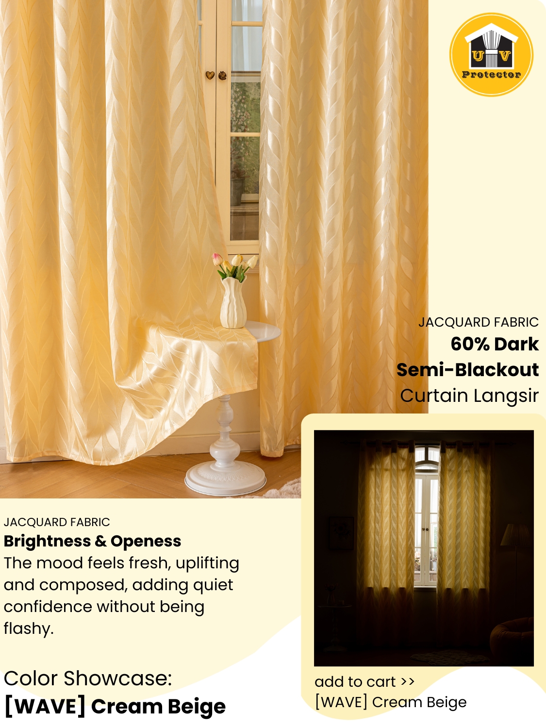 RAYA 2026 NEW Jacquard Langsir Door Window Curtain 60% Dark Semi ...