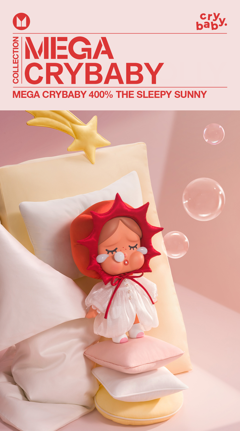 POP MART MEGA CRYBABY 400% The Sleepy Sunny Action Figurine Collectible ...