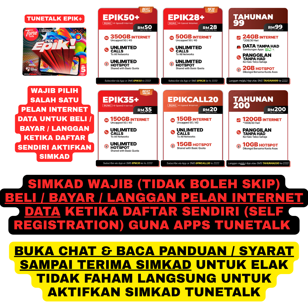 [SIM CARD TUNE TALK] Unlimited Call Hotspot Data High Speed 4G/5G Epik+ ...
