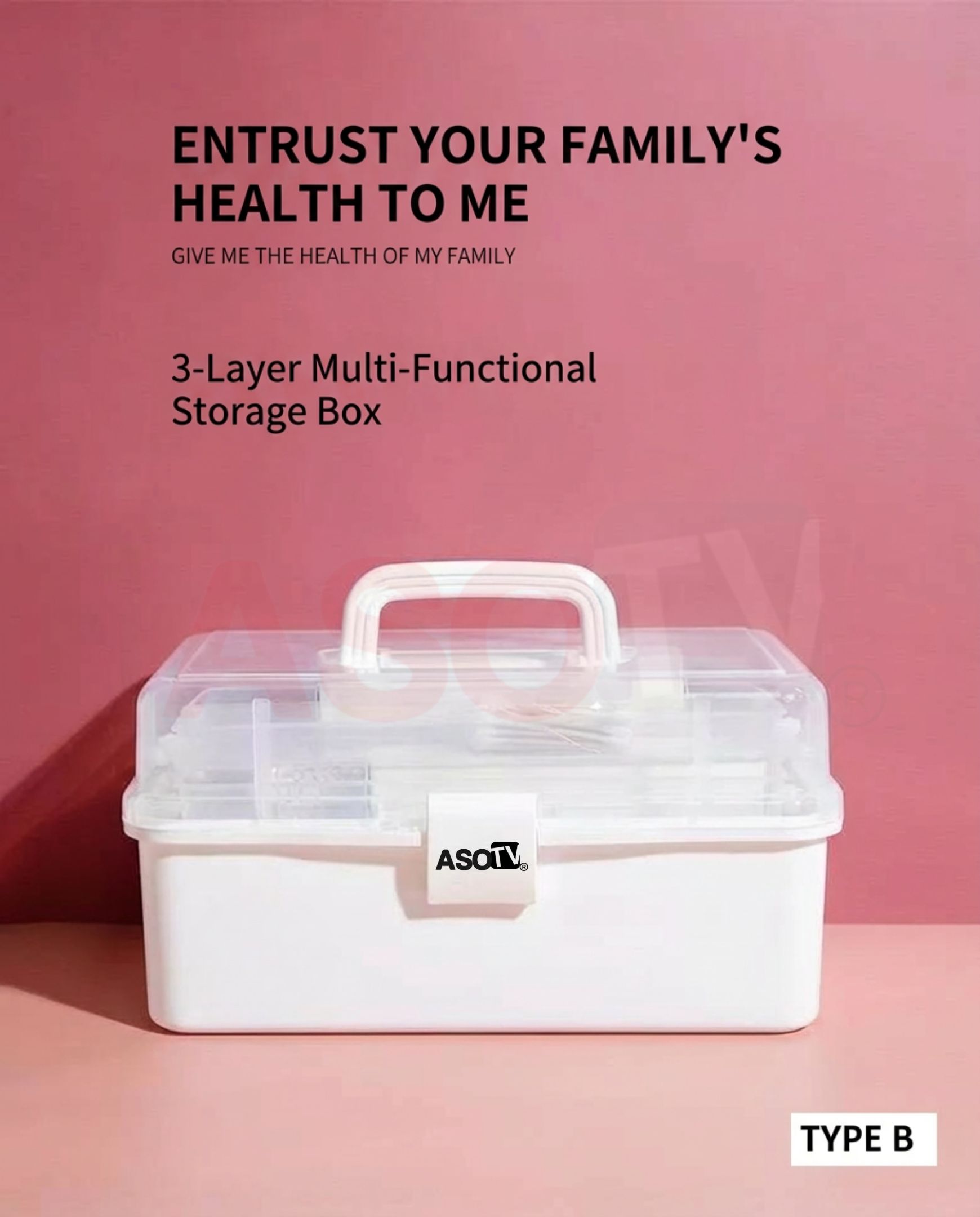 ASOTV® 3 Tier Extra Large Medical Box Toolbox First Aid Plastic ...