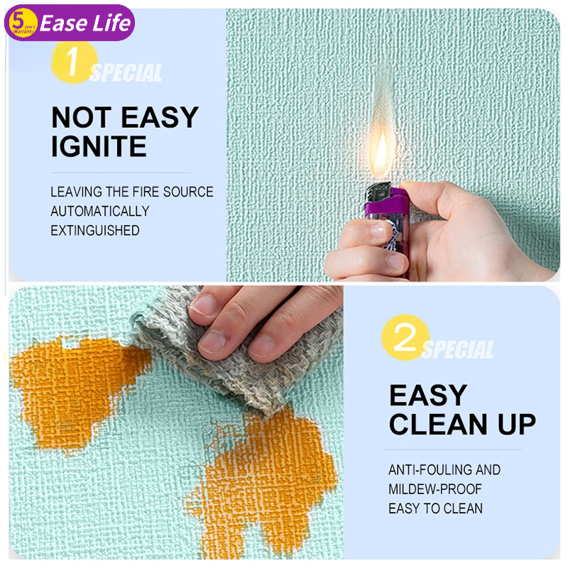 3D Linen Wallpaper Solid Color Moisture-Proof Waterproof Wall Sticker ...
